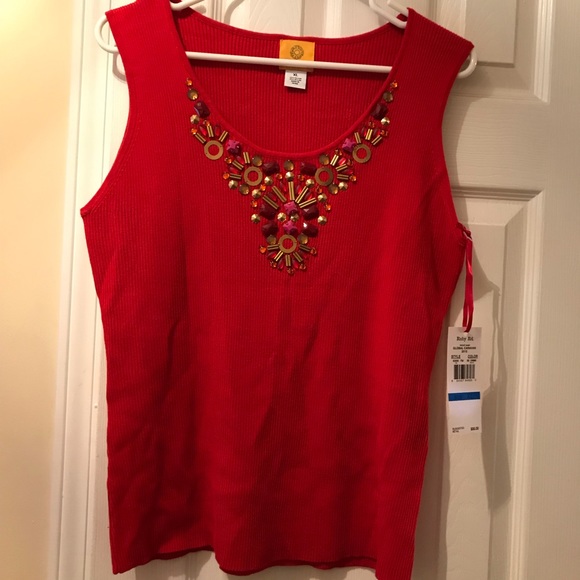Ruby Rd. | Tops | Ruby Rd Red Beaded Tank | Poshmark